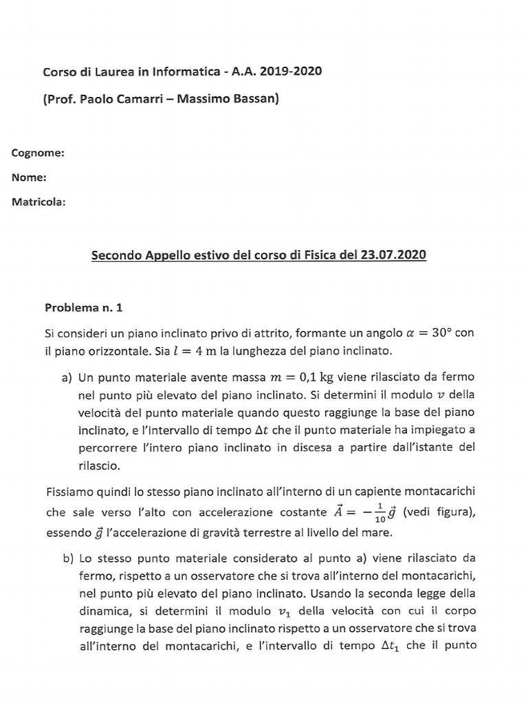 Esercizi Fisica Con Soluzioni | PDF