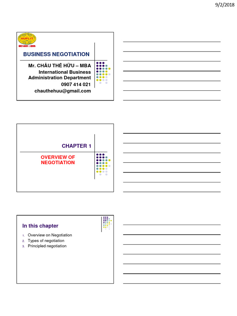 Chapter 1 - Overview of Negotiation | PDF