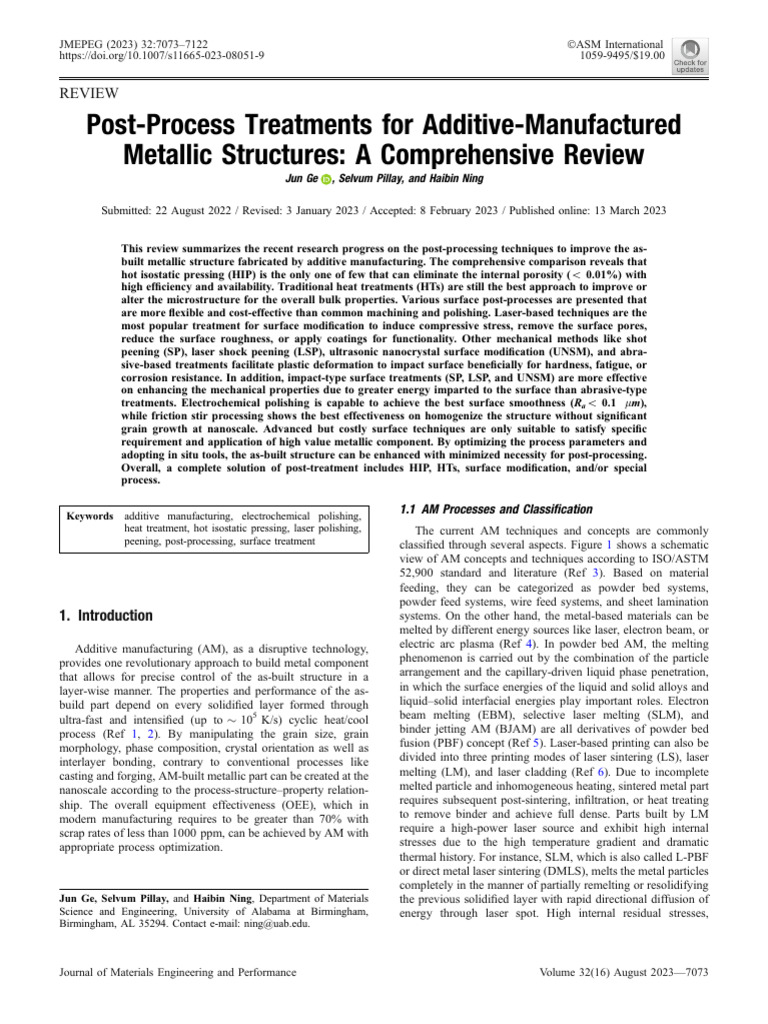 Post-Process Treatments For Additive-Manufactured Metallic Structures ...