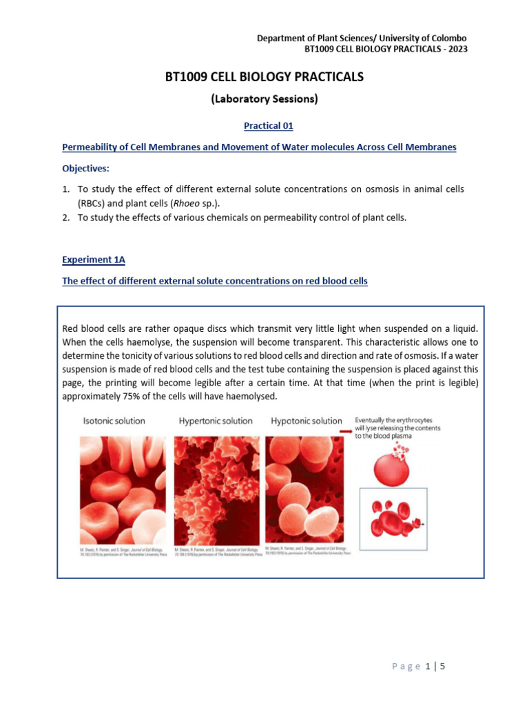 Osmosis and Tonicity in Cell Biology | PDF | Osmosis | Chemistry