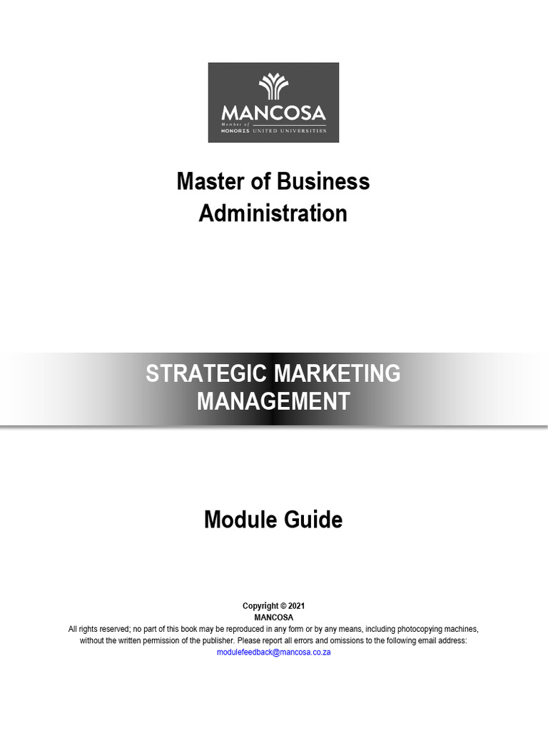MBA 9 Year 1 Strategic Marketing Managament Semester 1 | PDF ...