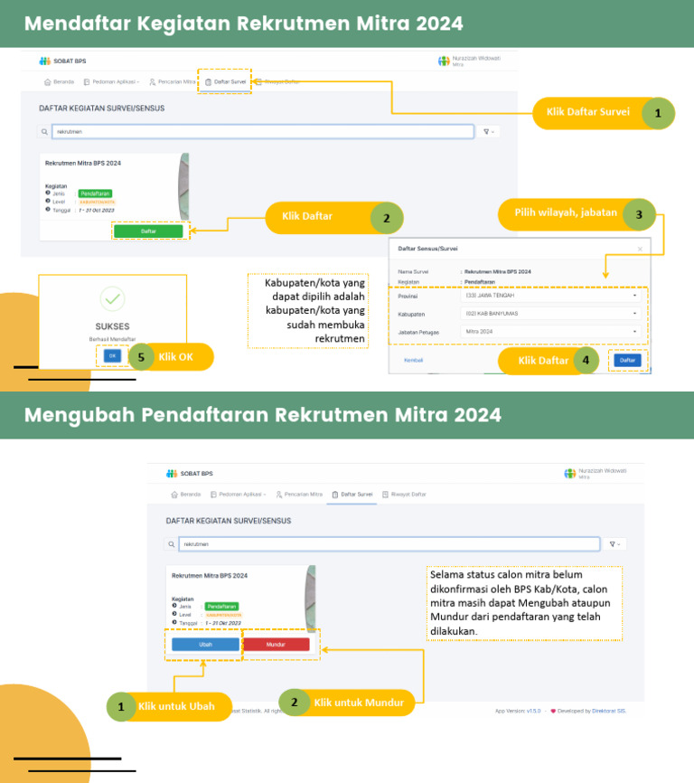 Petunjuk Pendaftaran Kegiatan Rekrutmen Mitra Statistik 2024 Di Aplikasi SOBAT BPS | PDF ...