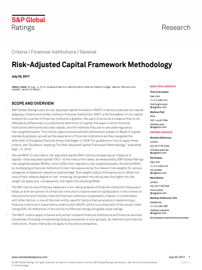 Criteria Risk Adjusted Capital Framework Methodology | PDF | Financial ...