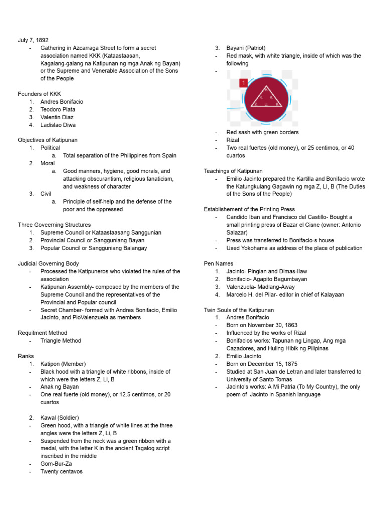 Nature and Objectives of Katipunan | PDF | Philippines