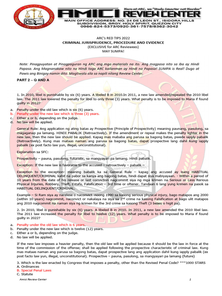 2022clj-Red Tips - Part 2 | PDF | Murder | Ex Post Facto Law