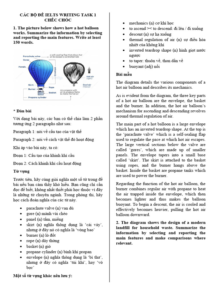 CÁC BỘ ĐỀ IELTS WRITING TASK 1 CHẾC CHÓC -đqn | PDF