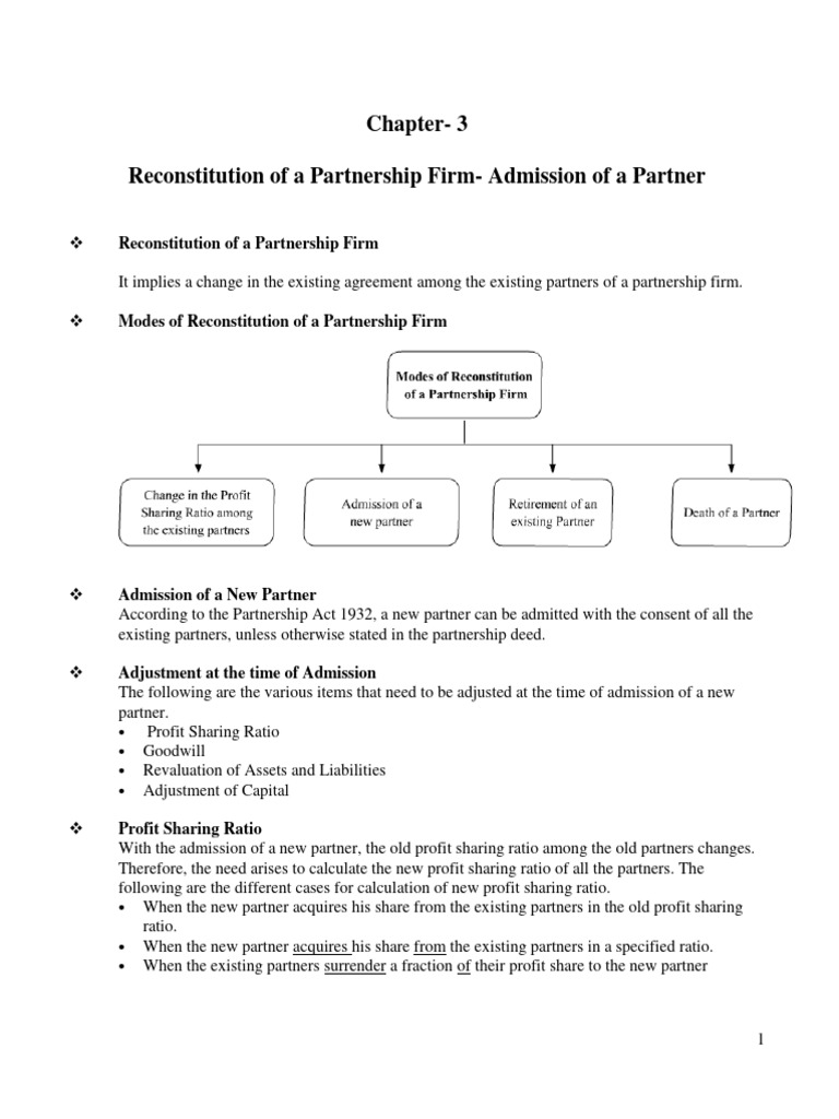 Reconstitution Admission of A Partner | PDF | Debits And Credits ...