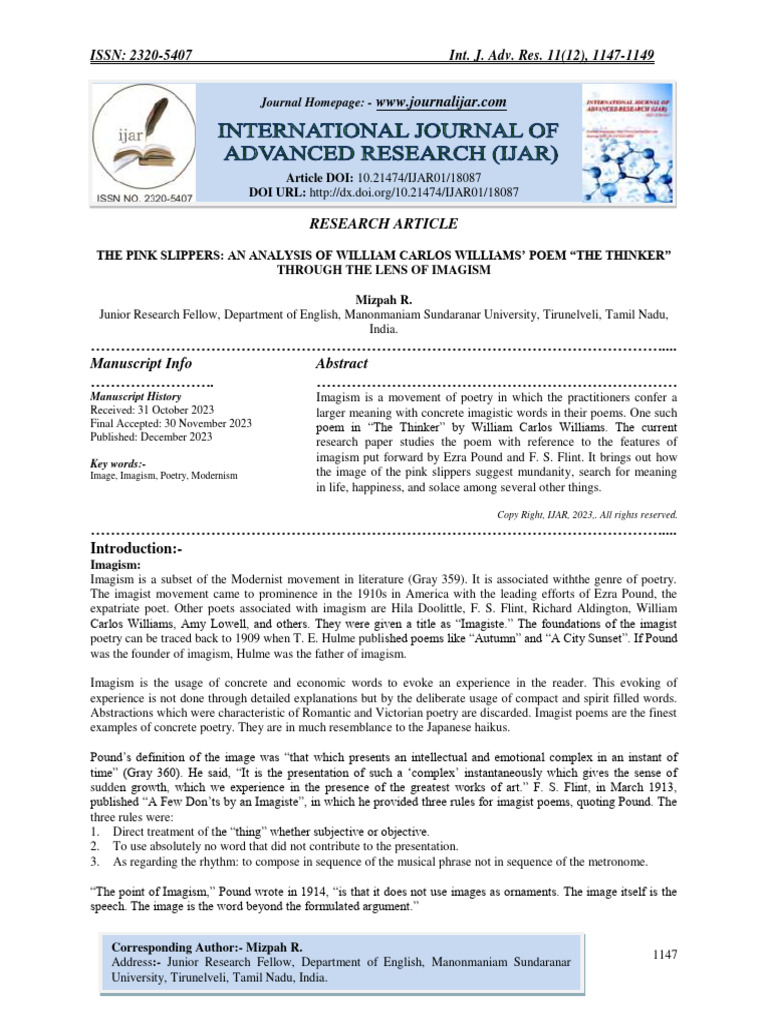 The Pink Slippers: An Analysis of William Carlos Williams Poem The ...