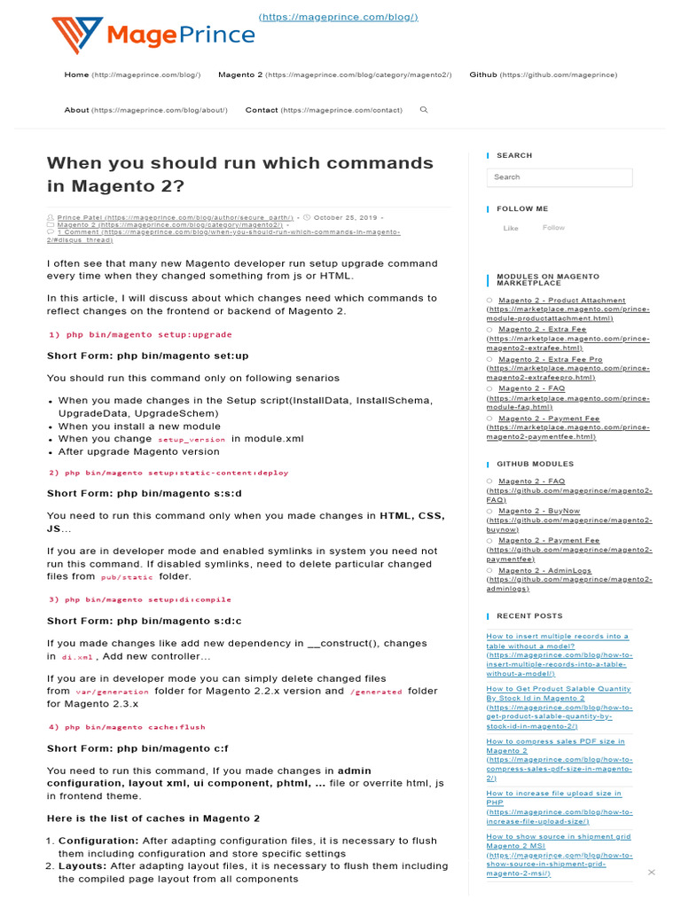 Magento 2 Commands Document | PDF | Php | Magento