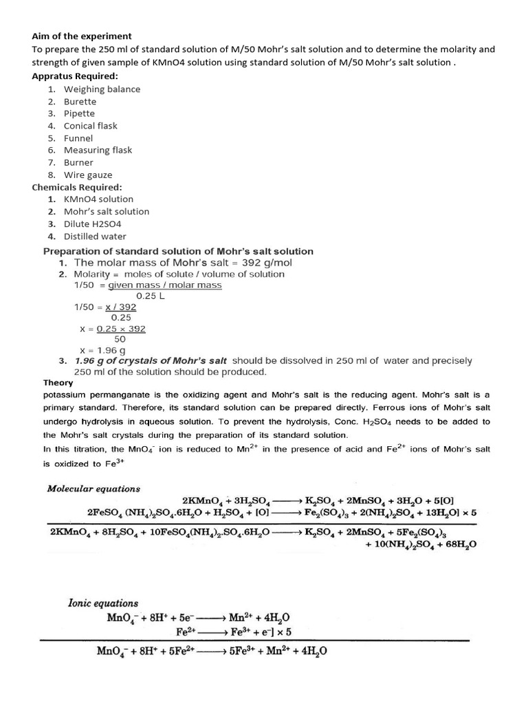 Chemistry Class 12 Experiment | PDF