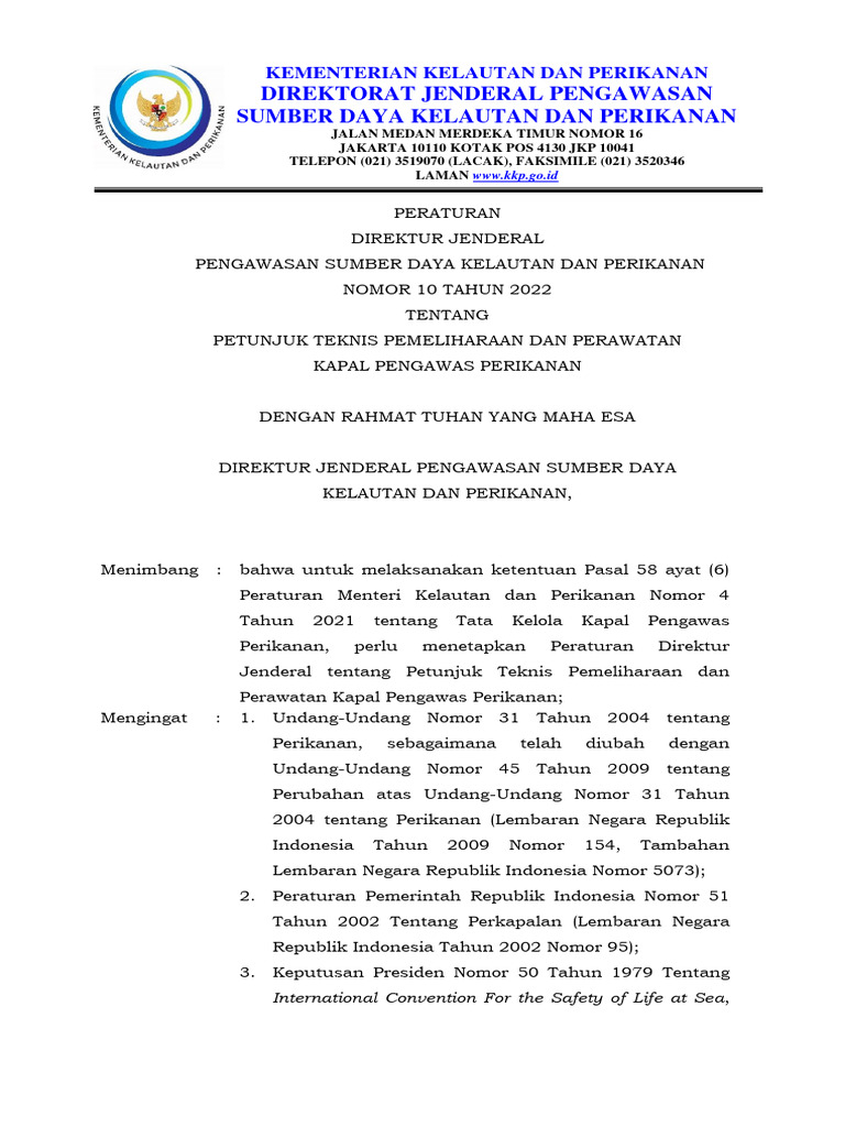Pemeliharaan Kapal Pengawas Perikanan | PDF