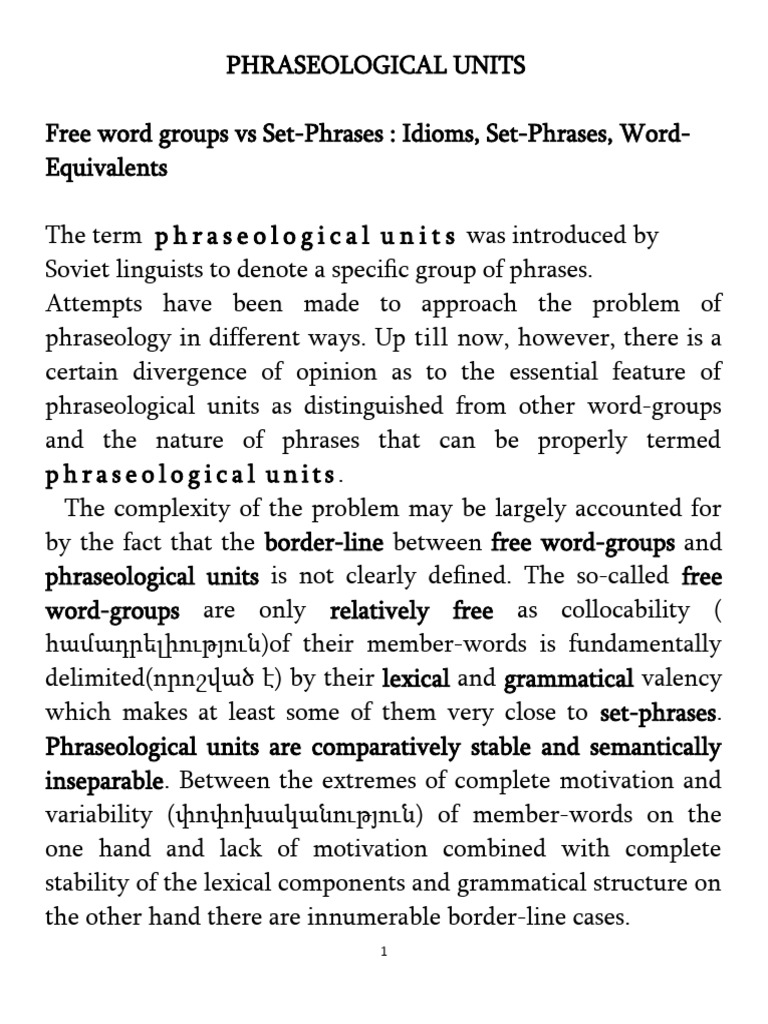 Lexicology Lecture 8 Phraseology | PDF | Lexicology | Phrase