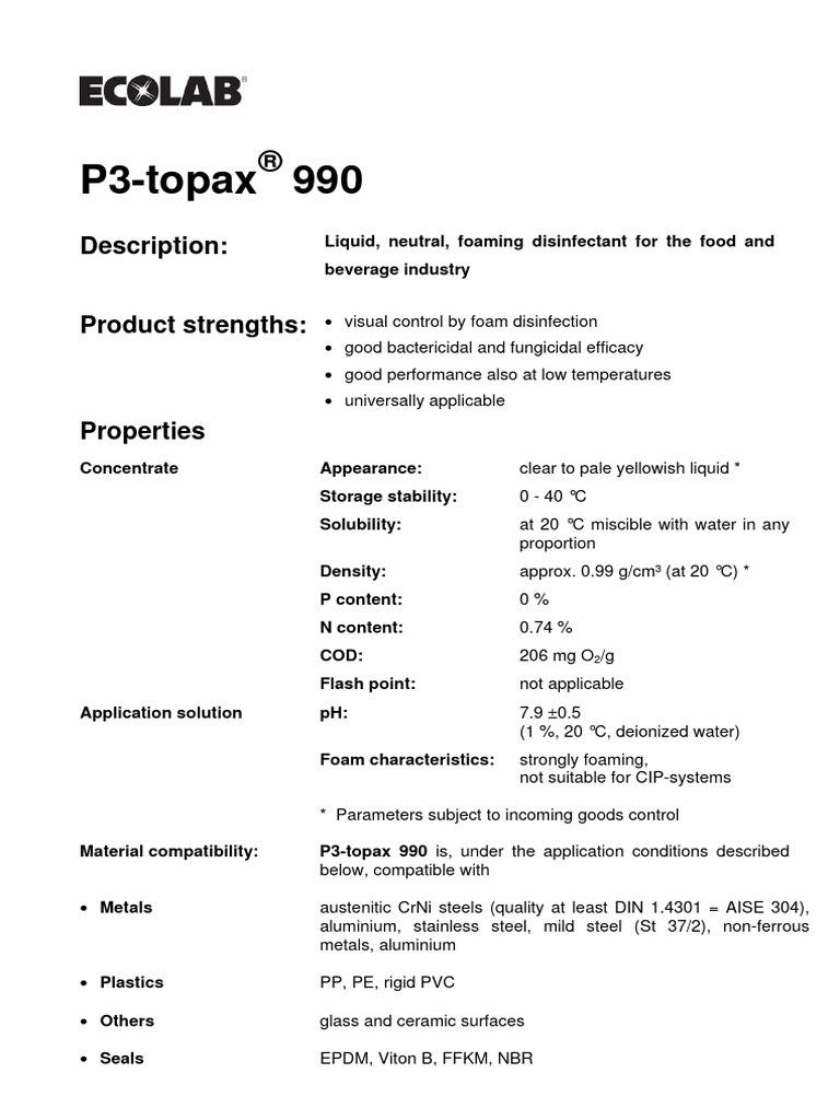 P3-Topax 990 | PDF | Disinfectant | Water