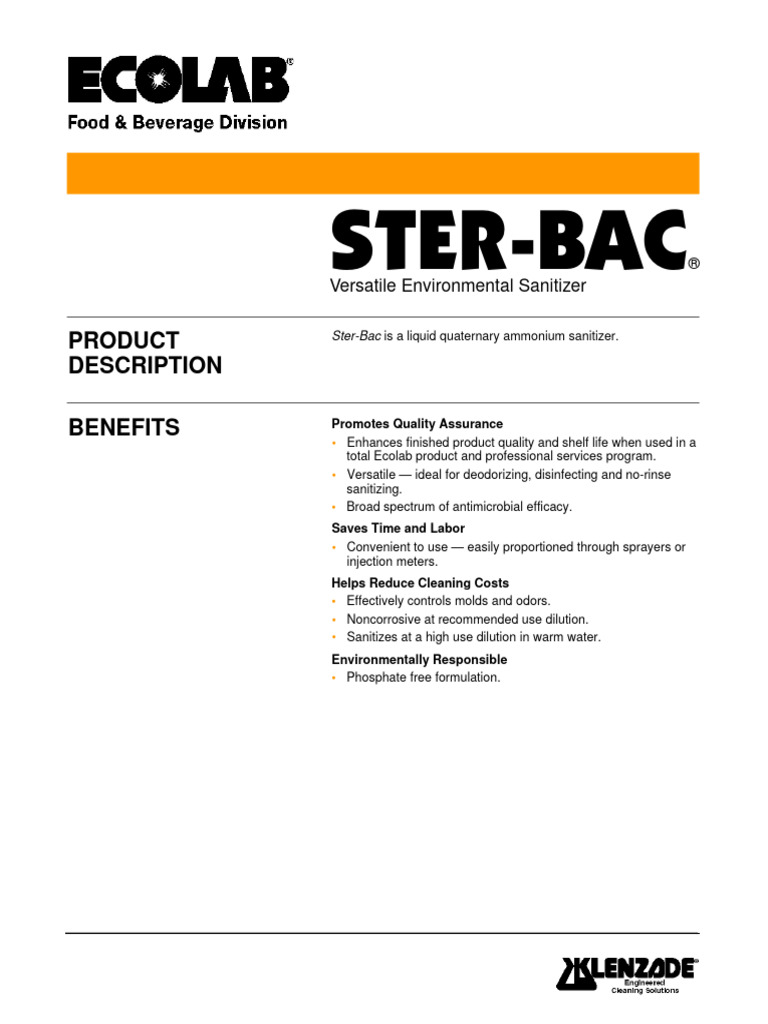 Ster Bac | PDF | Disinfectant | Chemistry
