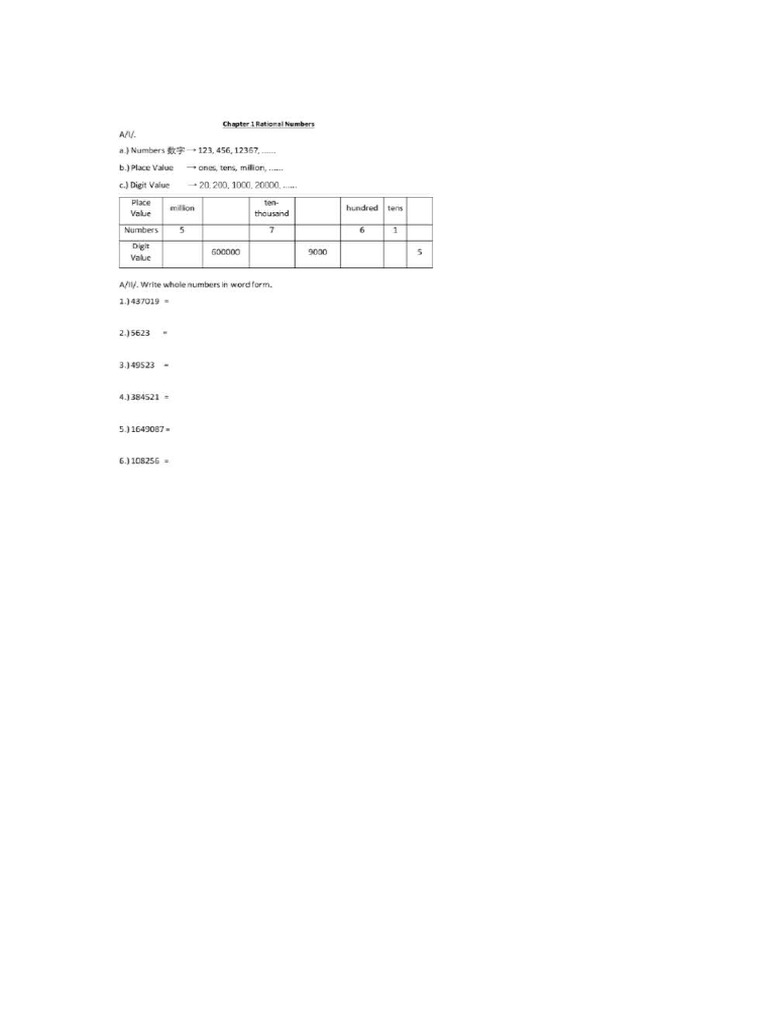 Math Exercise Form 1 | PDF
