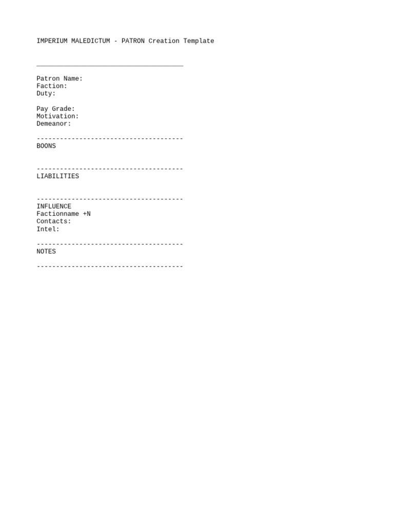 Patrons Creation Template | PDF | Games & Activities | Computers