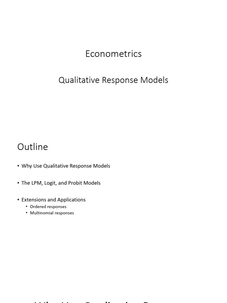 Econometrics Qualitative Response Models Pdf Statistical Theory