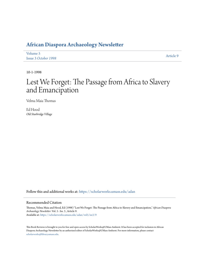 Lest We Forget: Slavery and Emancipation | PDF | Abolitionism | Slavery