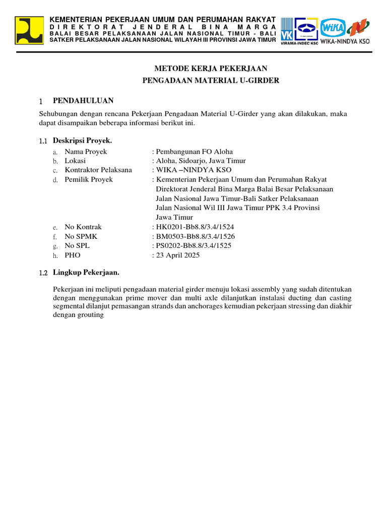 Metode Pengadaan Material U-Girder | PDF
