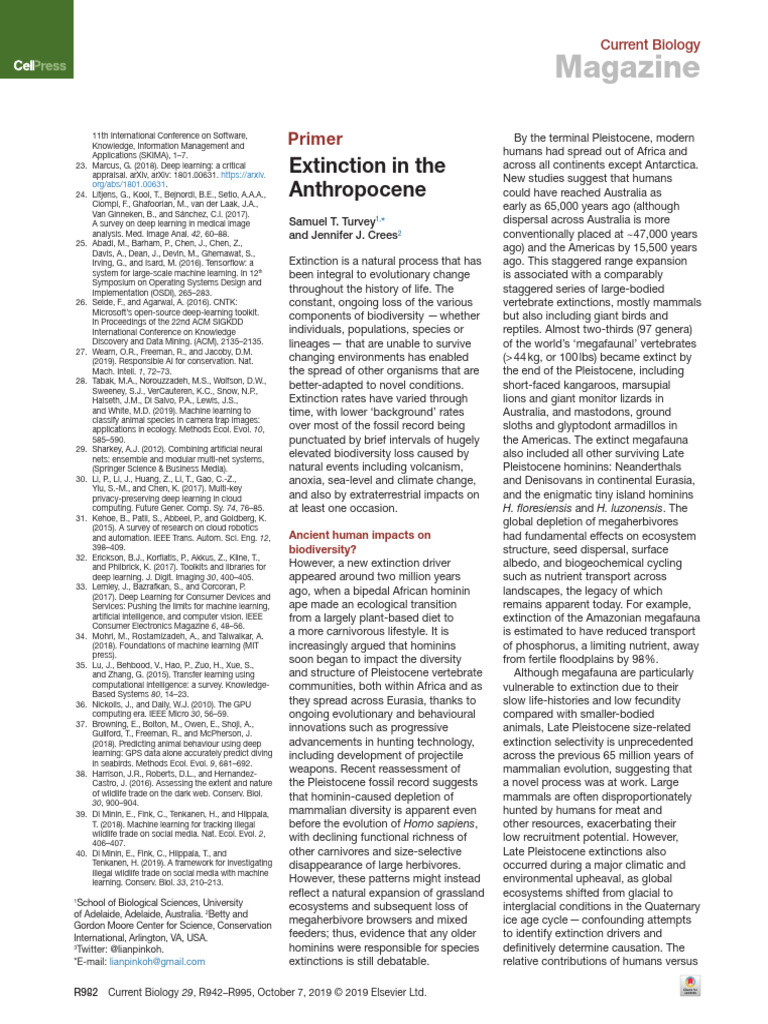 Turvey and Crees, 2019 | PDF | Extinction | Holocene