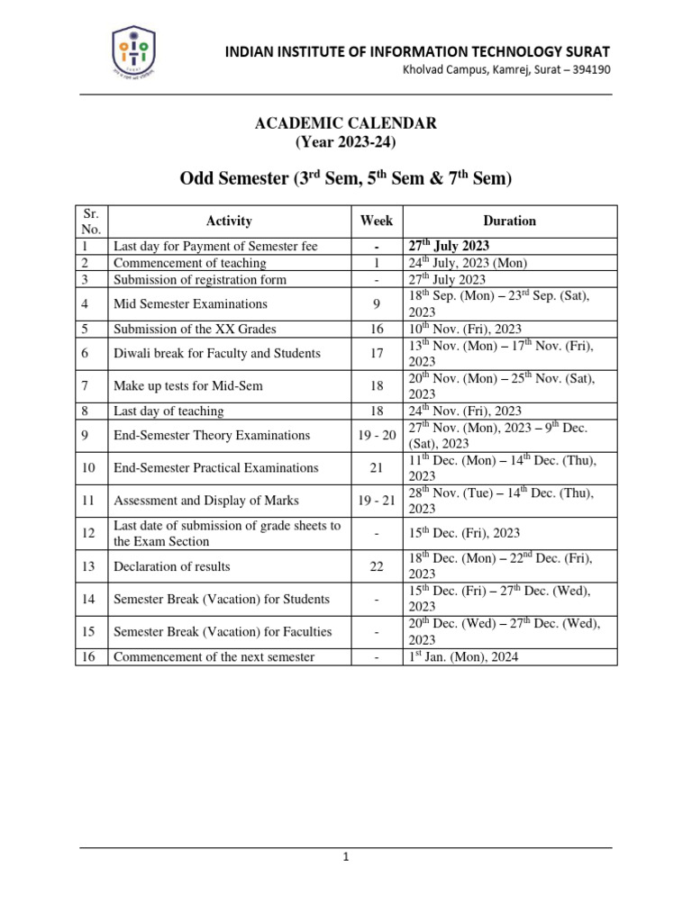 Academic Calendar 2023 2024 | PDF