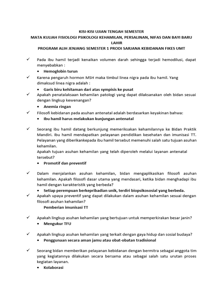 Kisi Kisi Uts Fisiologi Psiko Alih Jenjang | PDF