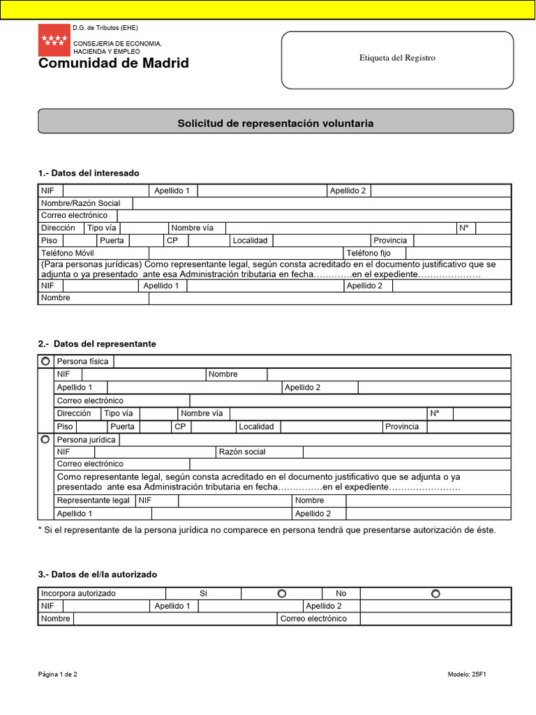 Modelo 25F1: Autorización de Representación | PDF | Justicia | Crimen y violencia