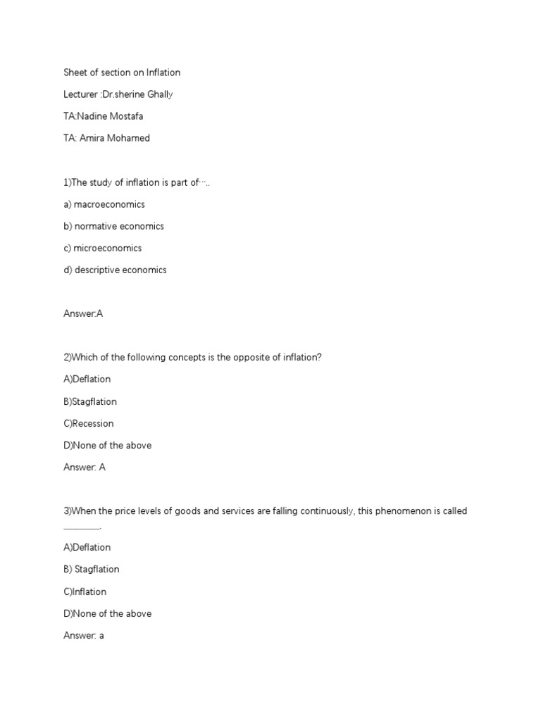Inflation Sheet | Download Free PDF | Inflation | Interest