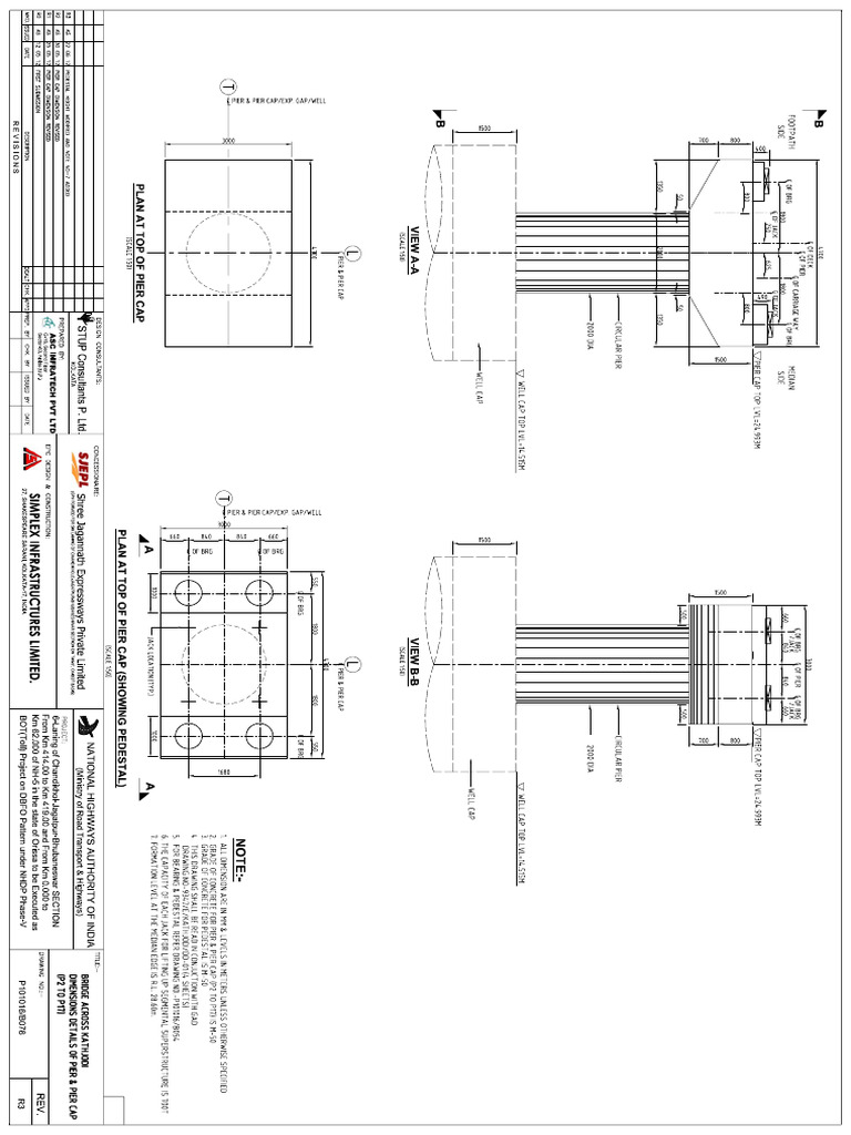 B078-R3-Dimensions Details of Pier & Pier Cap (P2 To P17) | PDF