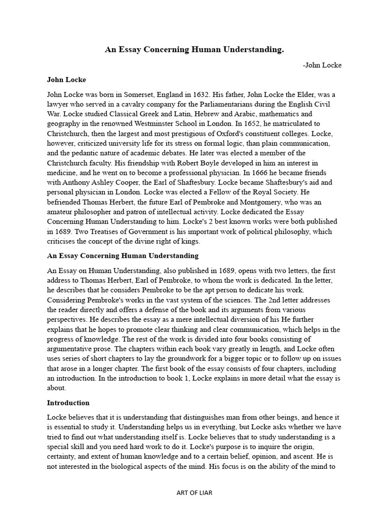 Locke's Exploration of Human Understanding | PDF | Idea | John Locke