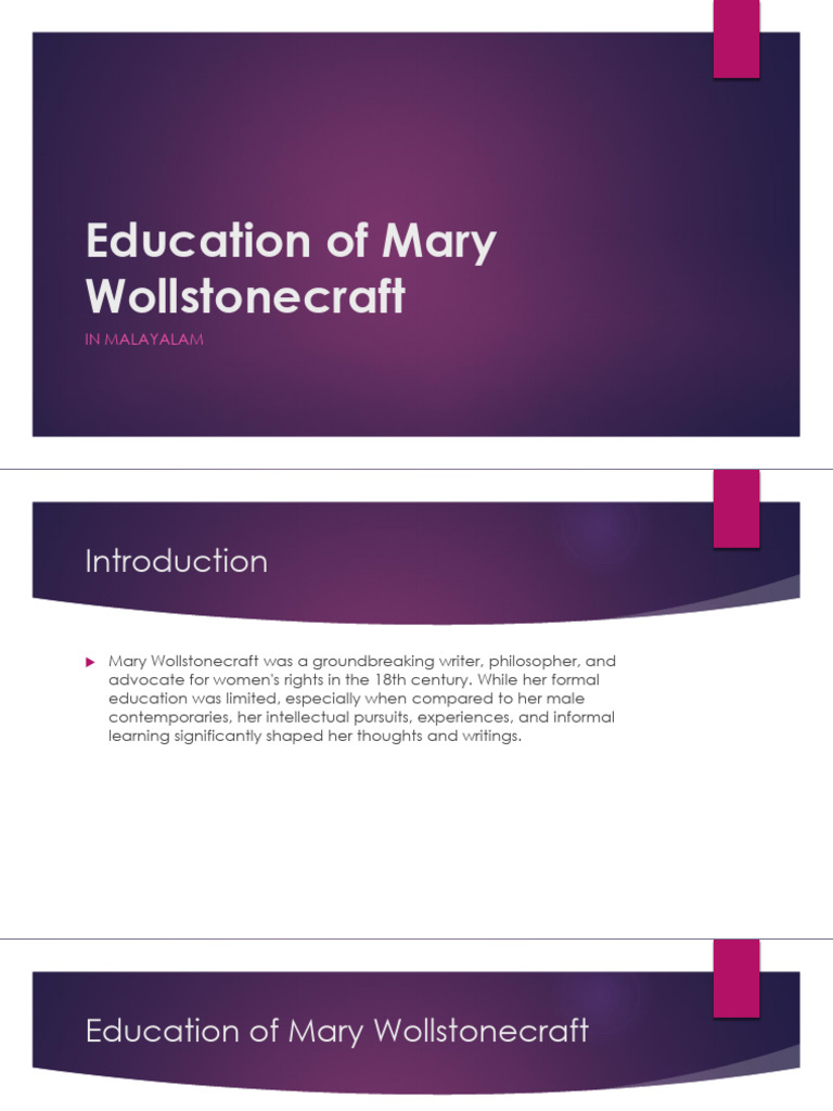 Education of Mary Wollstonecraft | PDF
