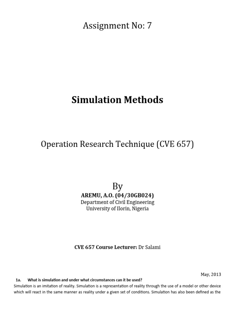 Aremu Assignment On Simulation | PDF | Teaching Methods & Materials