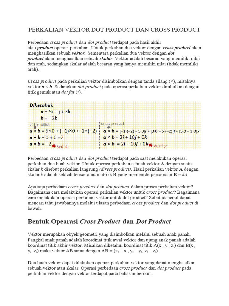 Perbedaan Cross dan Dot Product | PDF