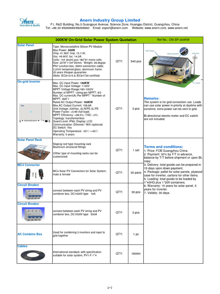 300KW On-Grid Solar System Quote | PDF | Solar Panel | Photovoltaic System