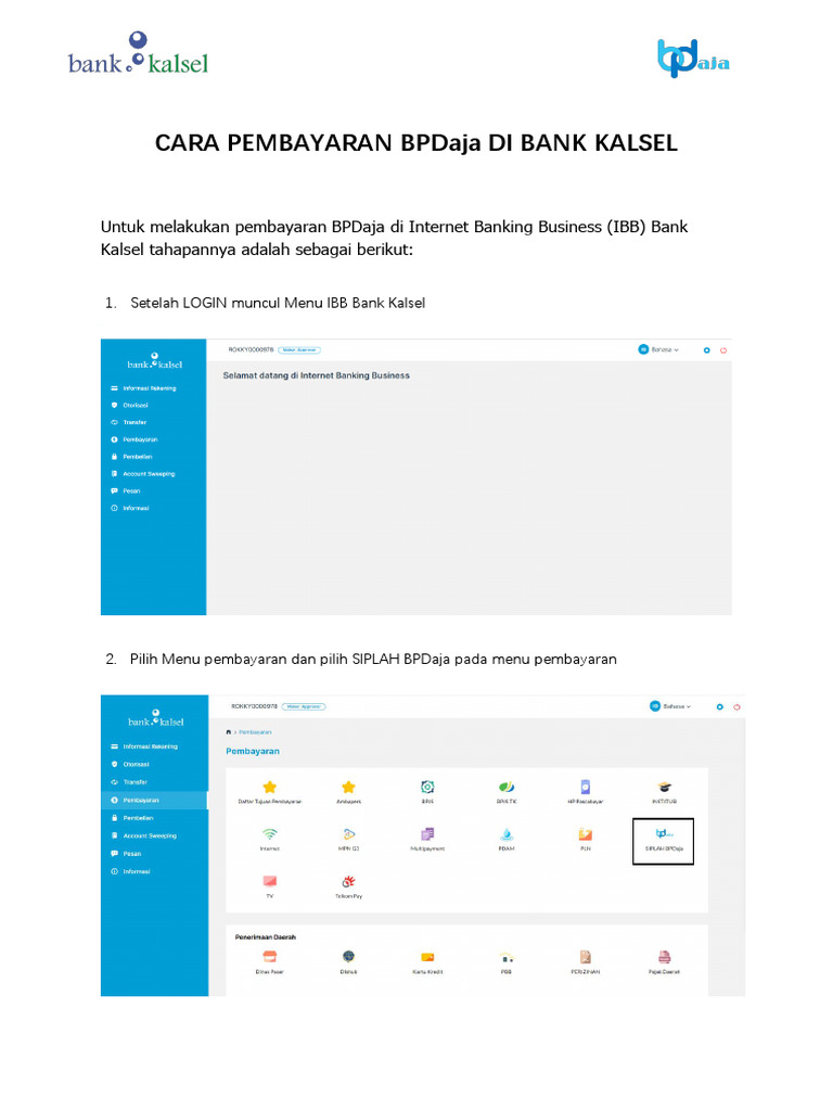 Cara Pembayaran BPDaja Di IBB Bank Kalsel | PDF