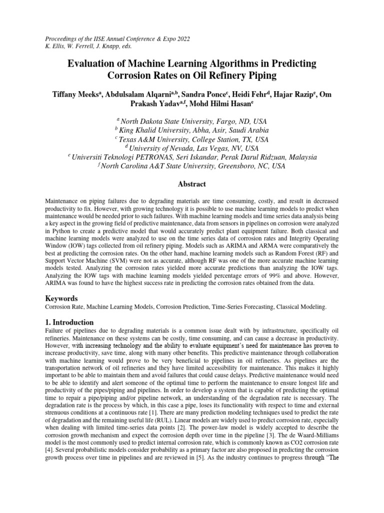 Evaluation of Machine Learning Algorithms in Predicting Corrosion Rates ...