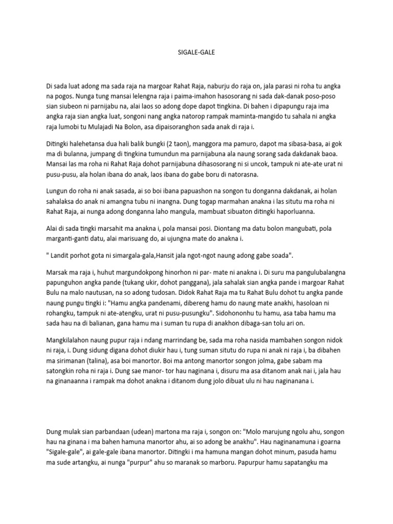 Sigale Gale | PDF | Seni & Disiplin Bahasa | Kajian Bahasa Asing