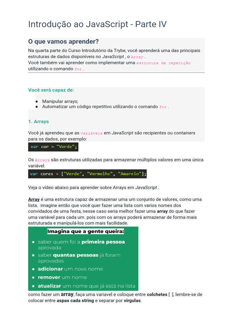 Introdução Ao Javascript Parte Iv Pdf String Ciência Da Computação Variável Ciência 4897