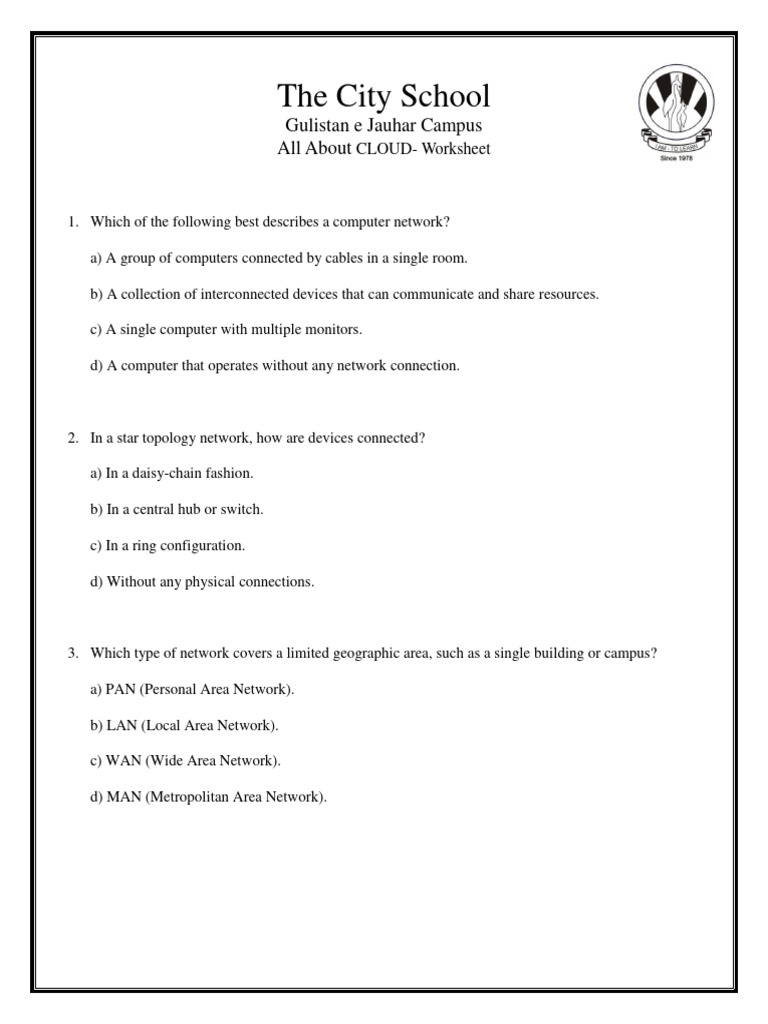 Chapter 3 ALL ABOUT CLOUD Worksheet | PDF | Computer Network | Network ...