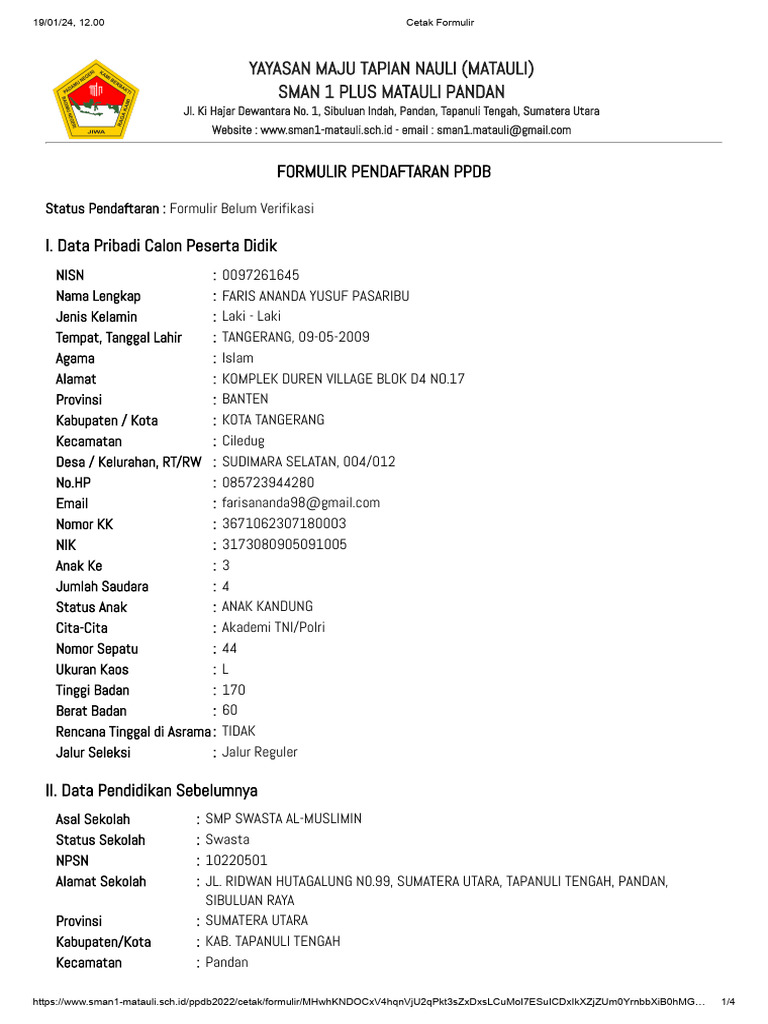 Formulir Faris | PDF