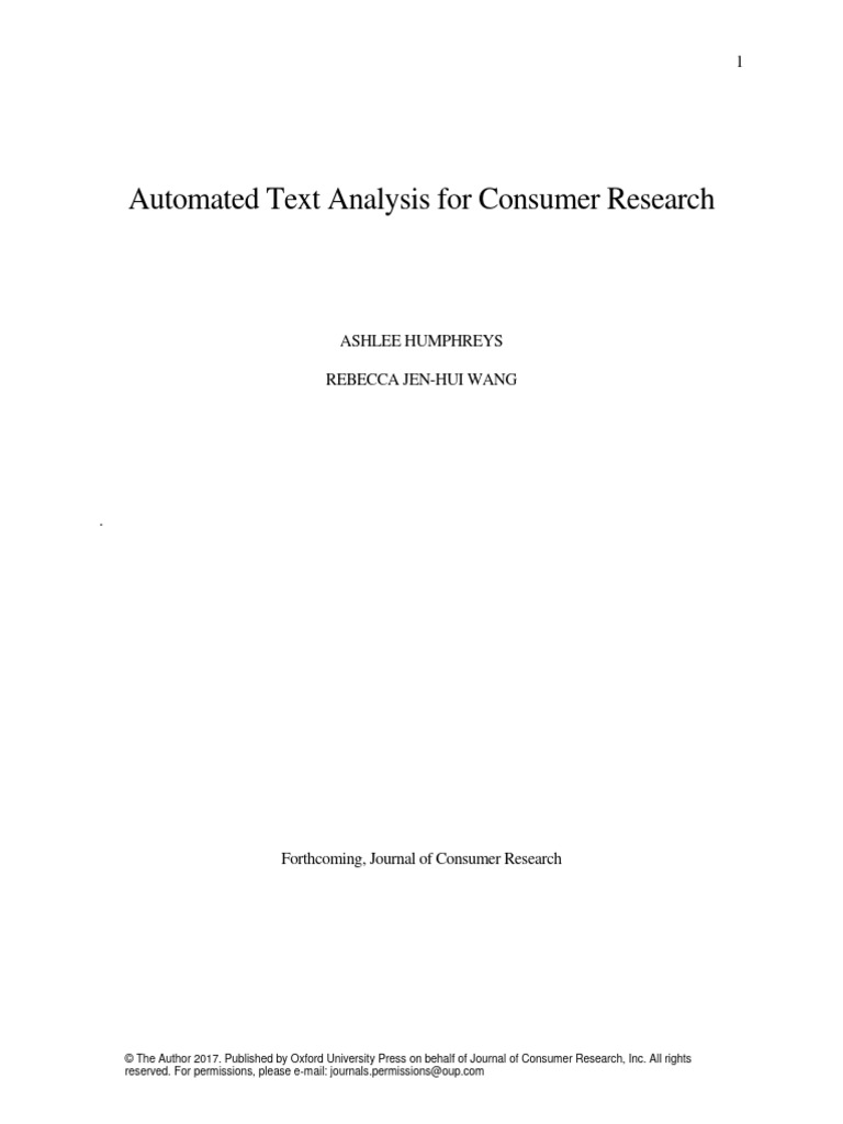 Automated Text Analysis For Consumer Research | PDF | Syntax | Linguistics