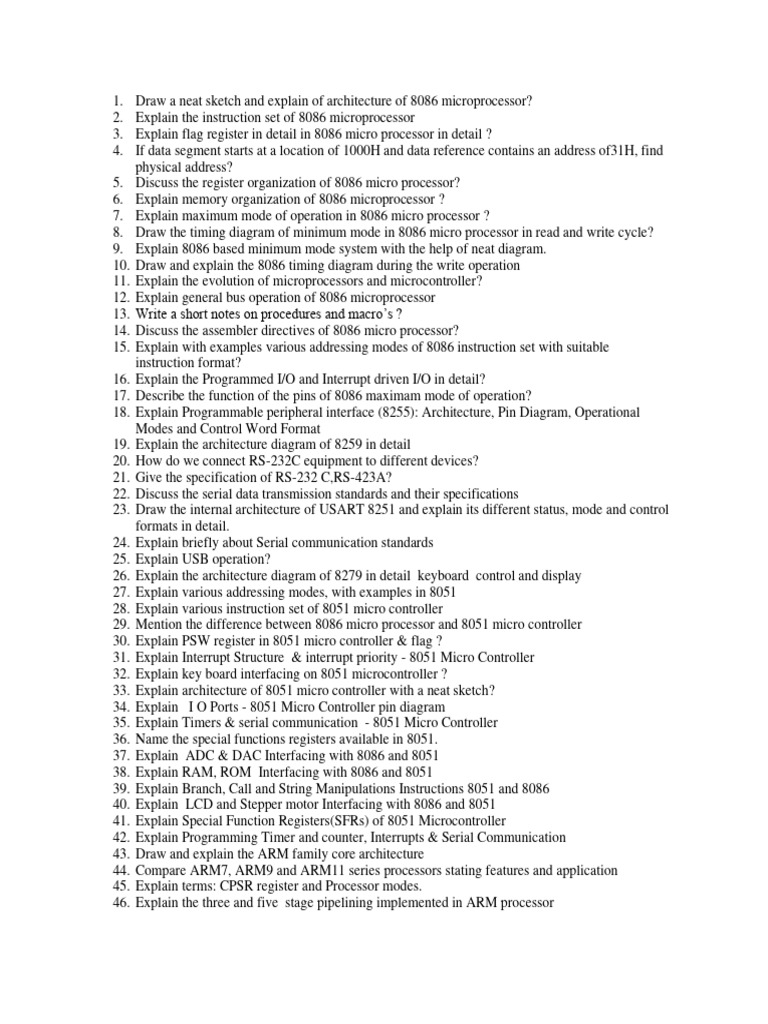 MP&MC Question | PDF | Microcontroller | Microprocessor