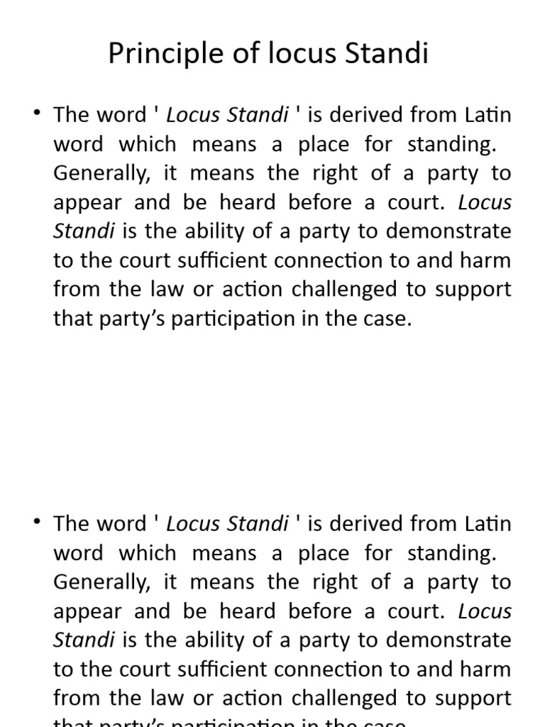 Principle of Locus Standi | PDF | Standing (Law) | Legal Procedure