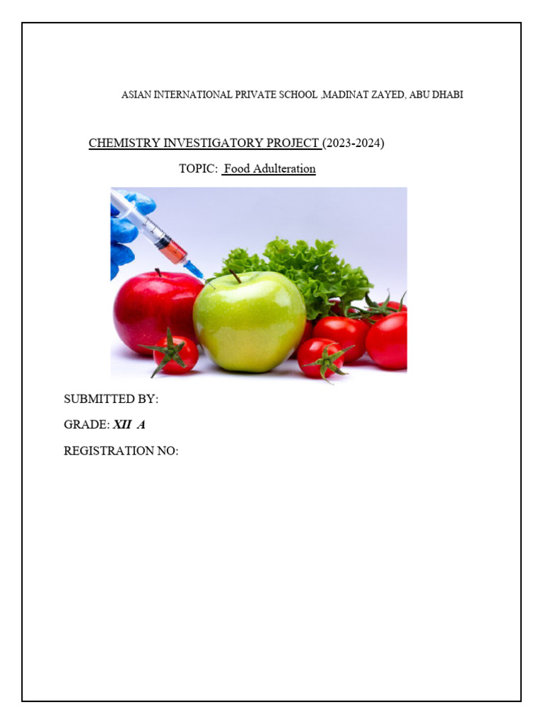 CHEMISTRY PROJECT GRADE 12 Food Adulteration | PDF | Chili Pepper | Water