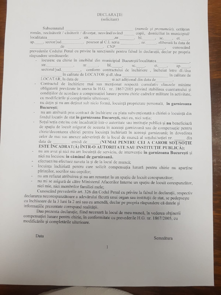 Declaratie Notariala Solicitant | PDF