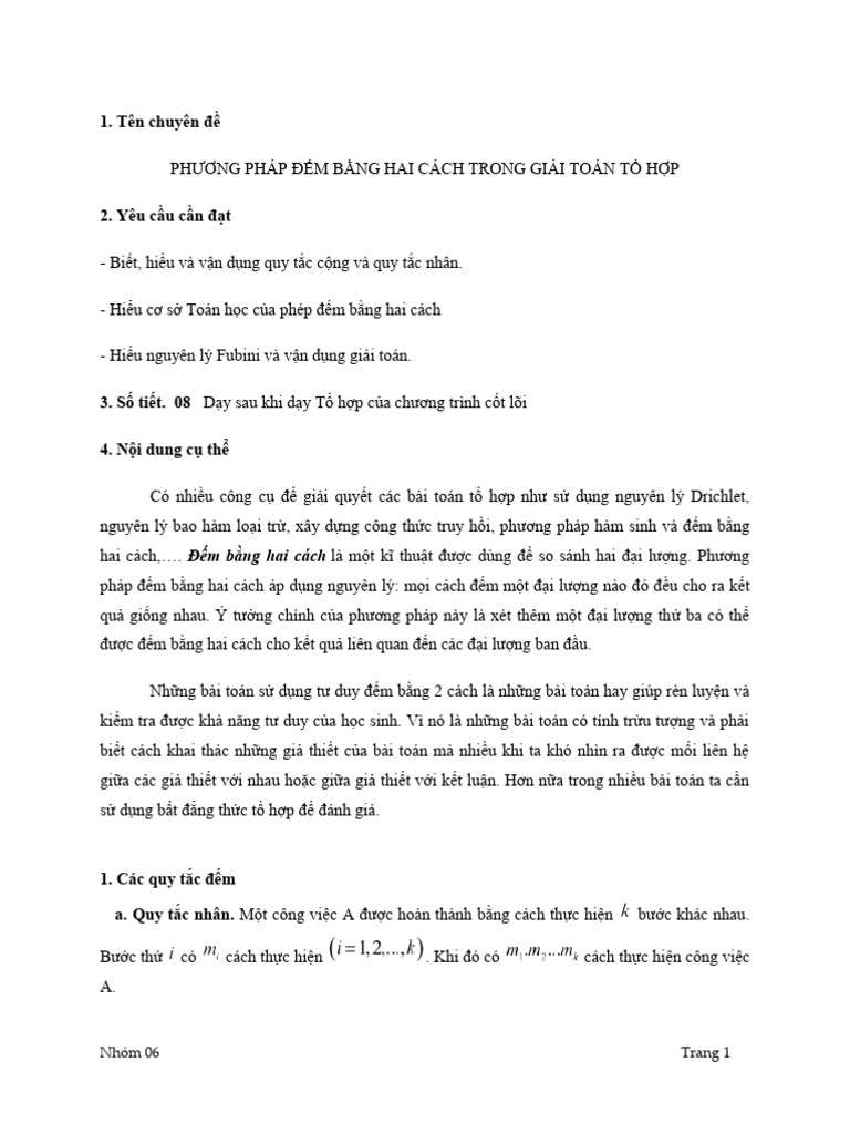 Nhóm 06 - Phuong Phap Dem Bang Cach Trong Giai Toan To Hop | PDF