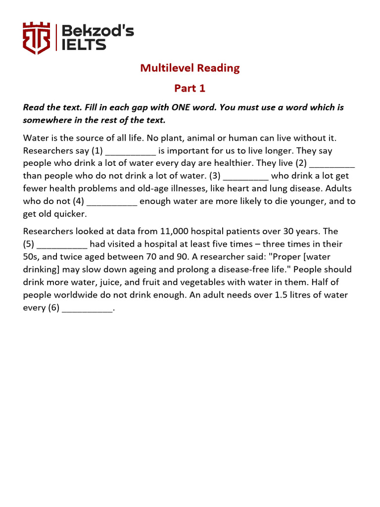 Multilevel Reading - Part 1 - Mock | PDF