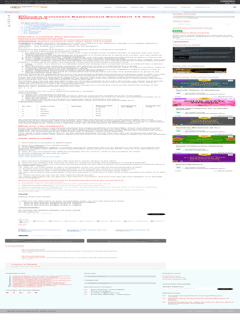 Viva Questions Plancks Constant | PDF