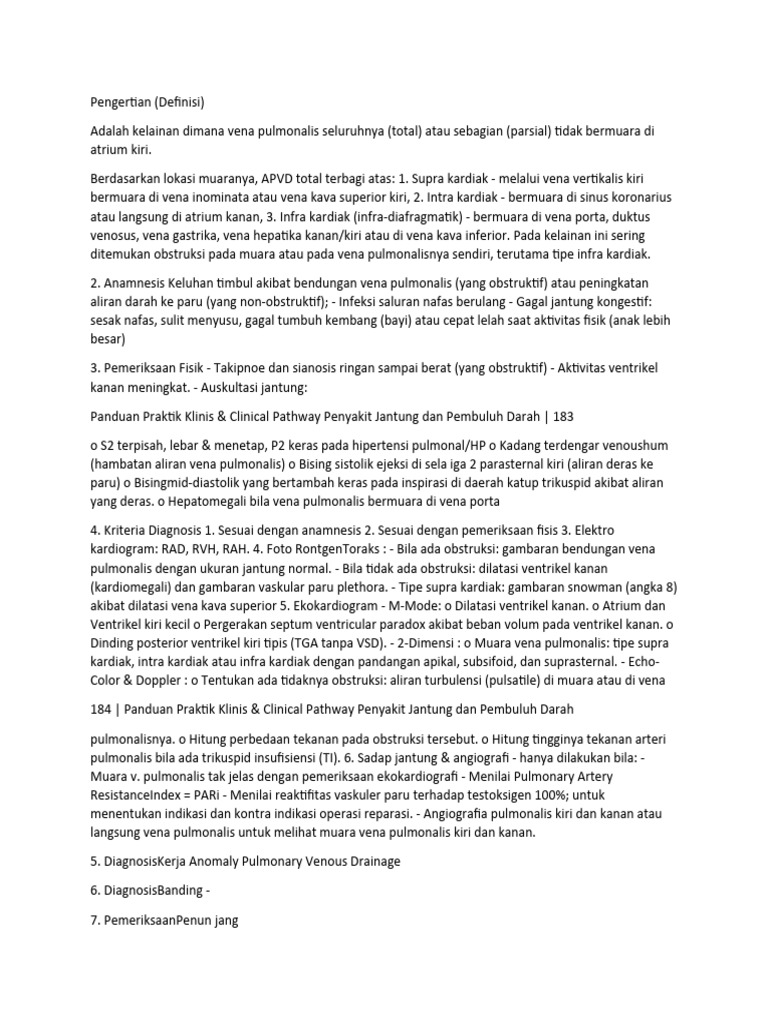 Anomaly Pulmonary Venous Drainage (Apvd) ( | PDF