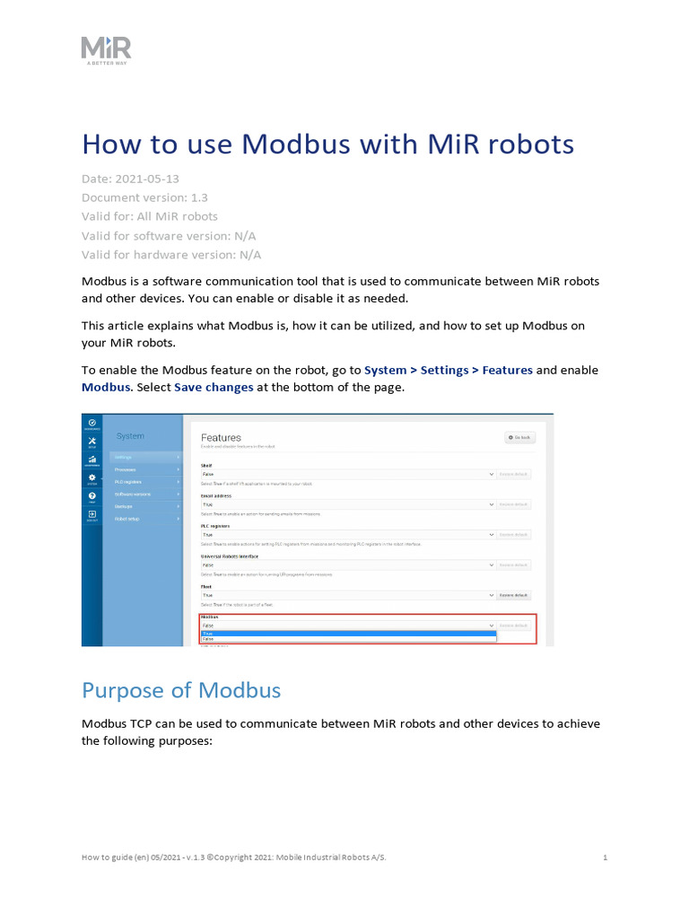 How To Use Modbus With Mir Robots 1 3 En Pdf Computer Data Computing